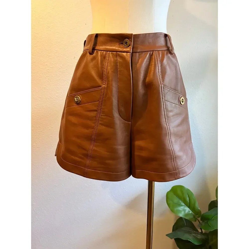 Coach | Shorts | Coach Tan Brown Soft Genuine Lamb Leather Gold ...